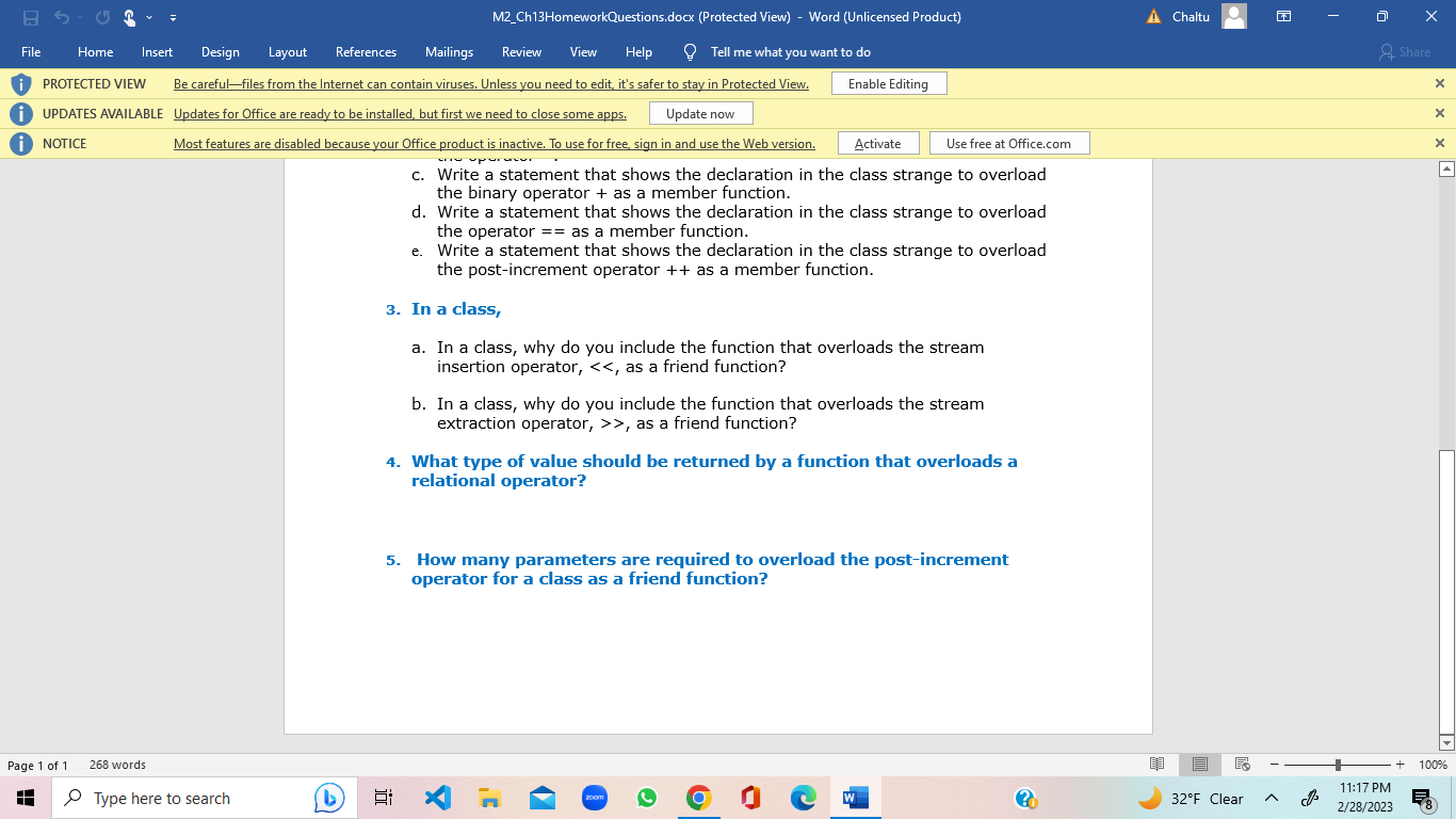 Solved 3. In a class, a. In a class, why do you include the | Chegg.com
