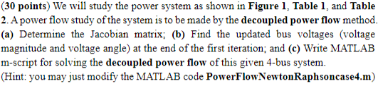 (30 points) We will study the power system as shown | Chegg.com