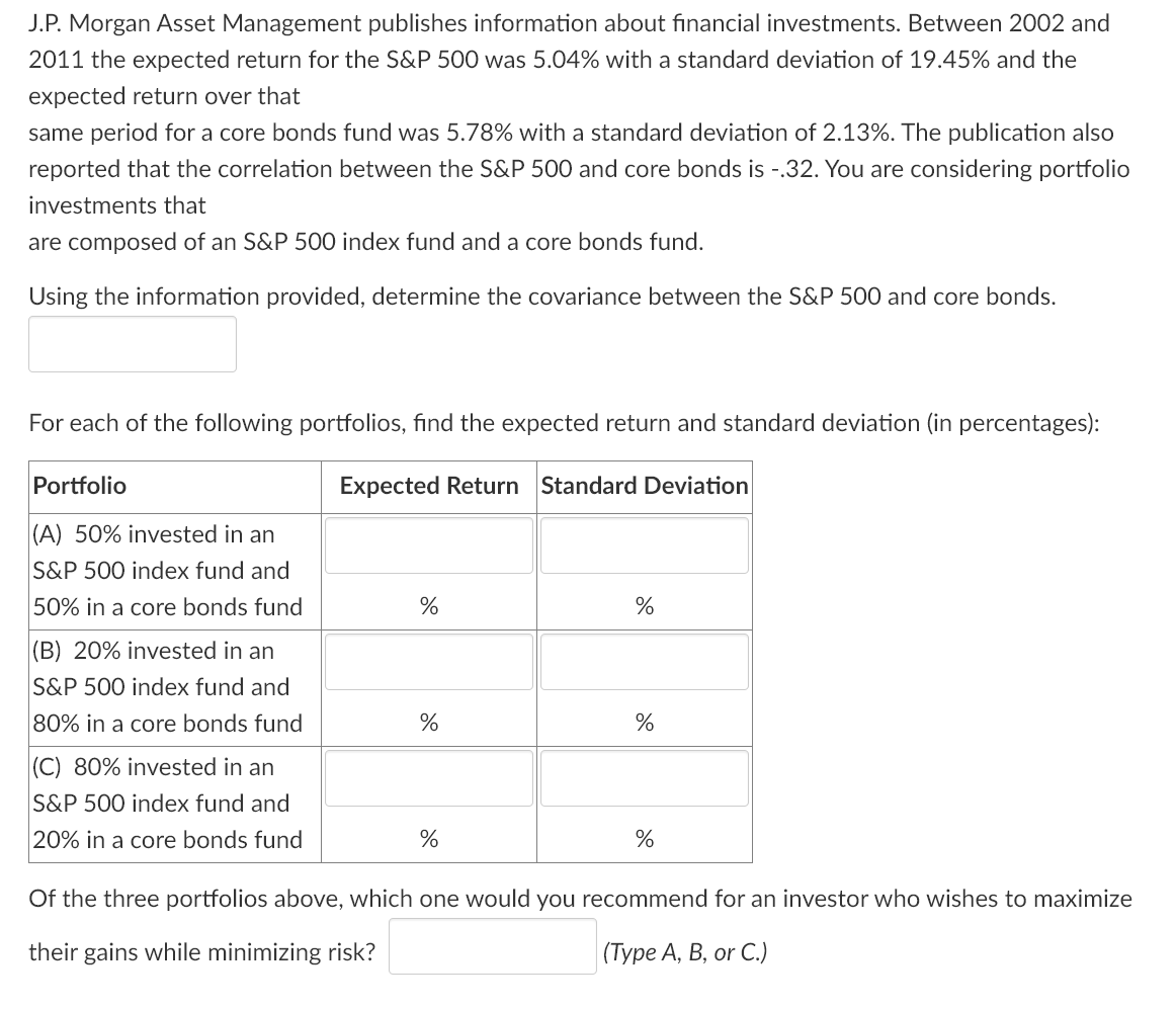 Solved J.P. Morgan Asset Management publishes information | Chegg.com