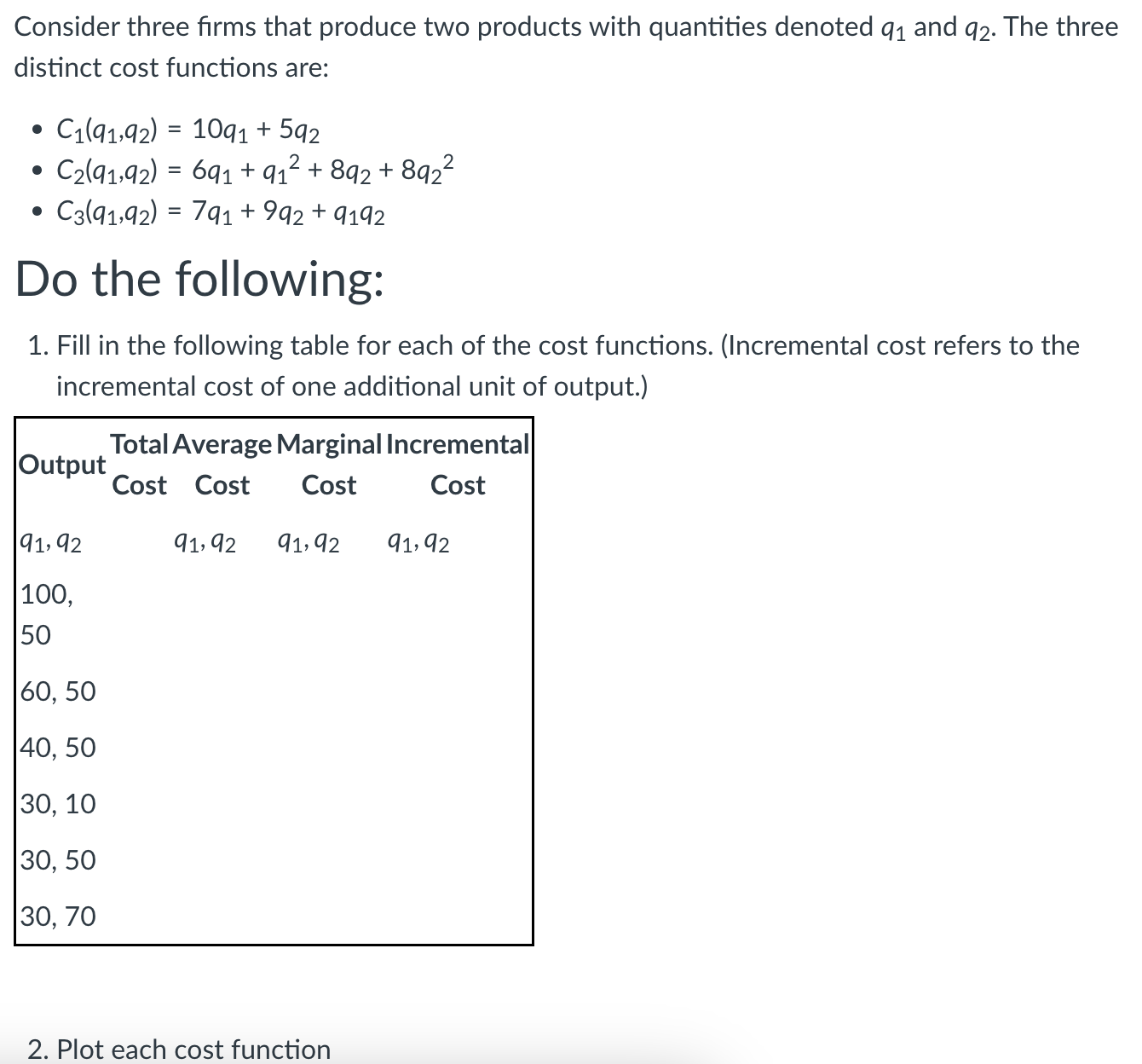 Solved Do the following:Fill in the following table for each | Chegg.com