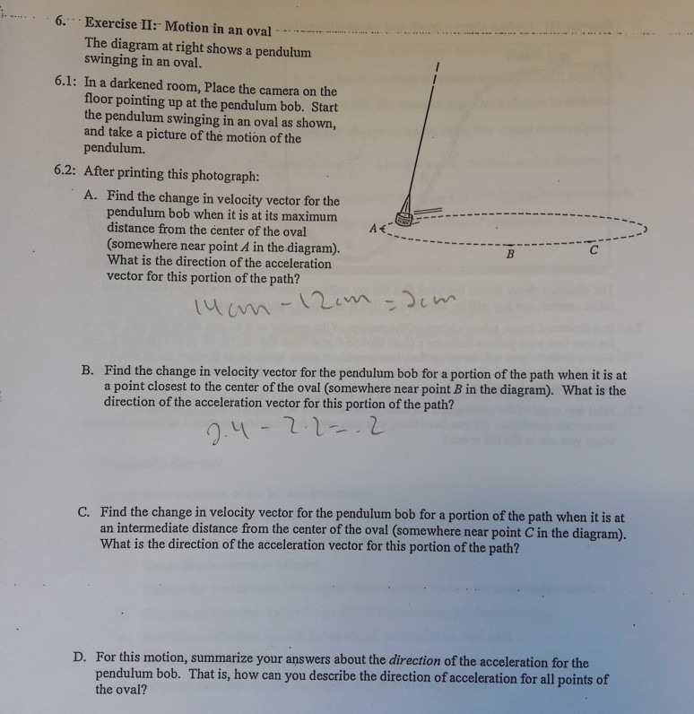 Solved 6. Exercise II: Motion in an oval ---- The diagram at | Chegg.com