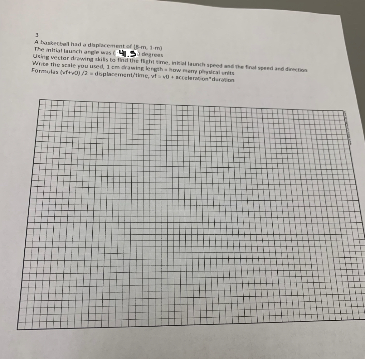 Solved 3 A basketball had a displacement of (8−m,1−m) The | Chegg.com