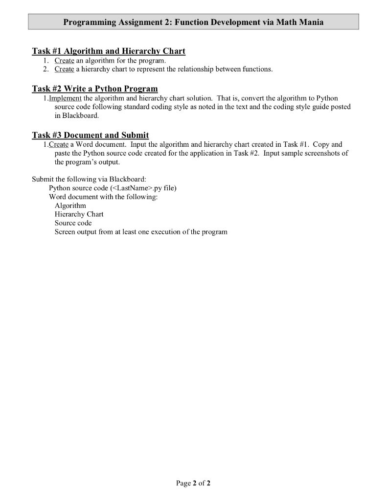 Solved Programming Assignment 2: Function Development via | Chegg.com