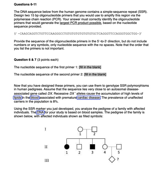 Solved Questions 6-11 The DNA sequence below from the human | Chegg.com