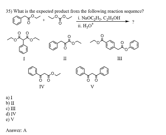 Solved 35) What is the expected product from the following | Chegg.com
