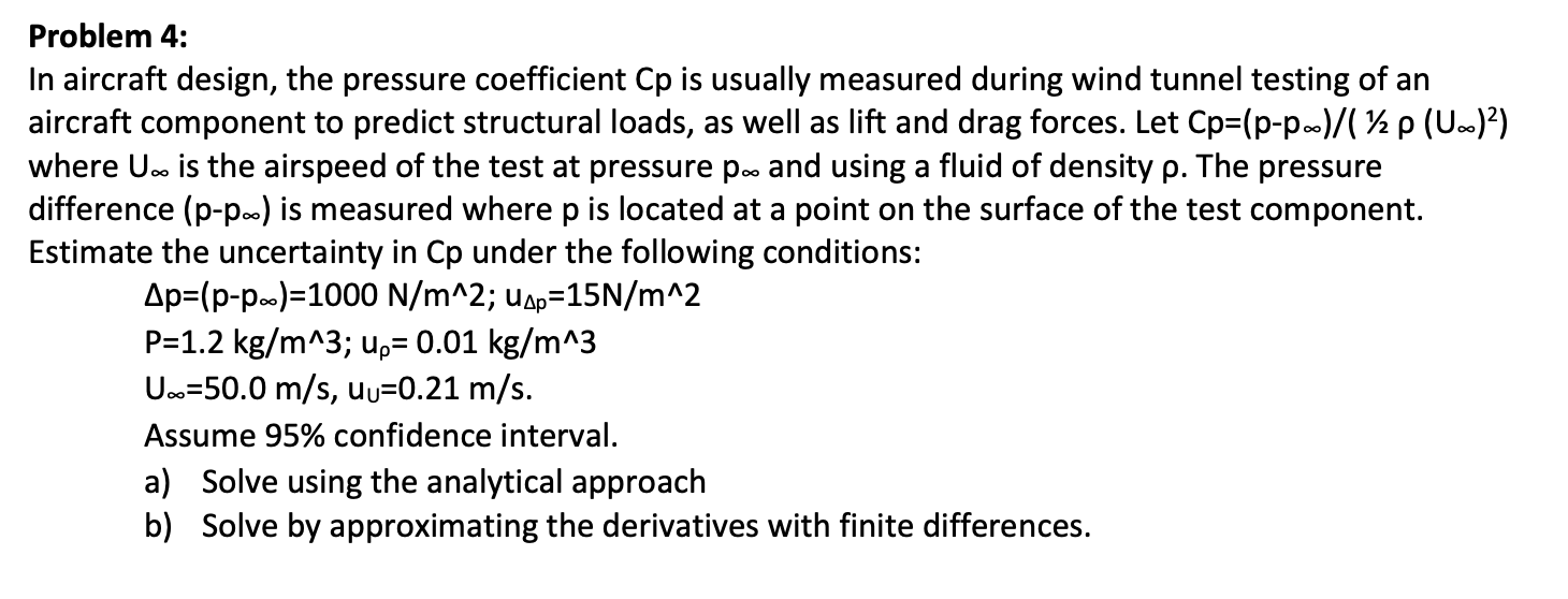 Solved n aircraft design, the pressure coefficient Cp is | Chegg.com