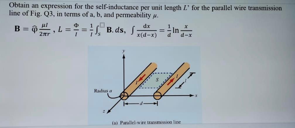 Solved Obtain an expression for the self-inductance per unit | Chegg.com