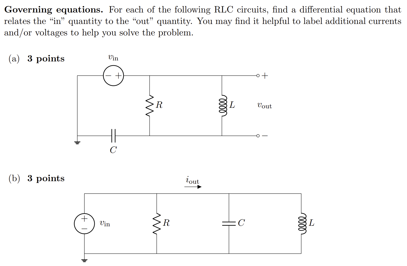 Solved For each of the following RLC circuits, find a | Chegg.com