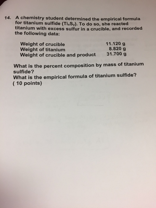 Solved A chemistry student determined the empirical formula | Chegg.com
