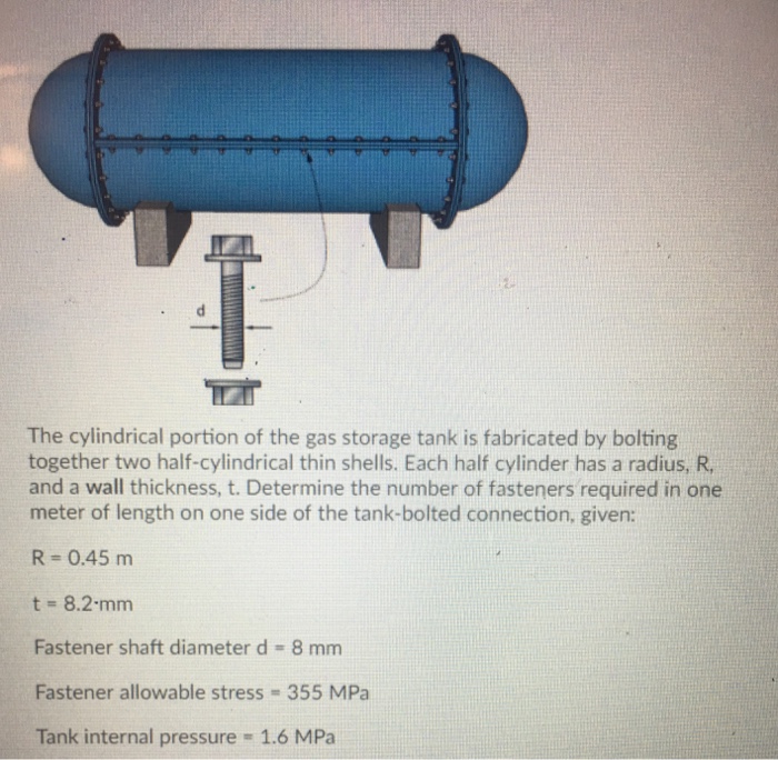 Solved The cylindrical portion of the gas storage tank is | Chegg.com