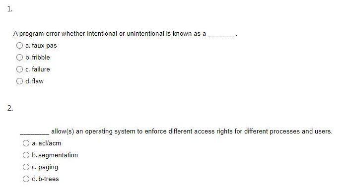 Solved A program error whether intentional or unintentional | Chegg.com