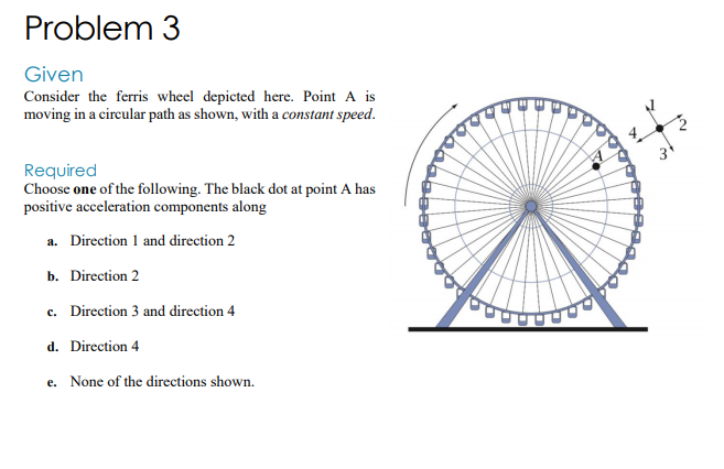 Solved Problem 3 Given Consider the ferris wheel depicted | Chegg.com