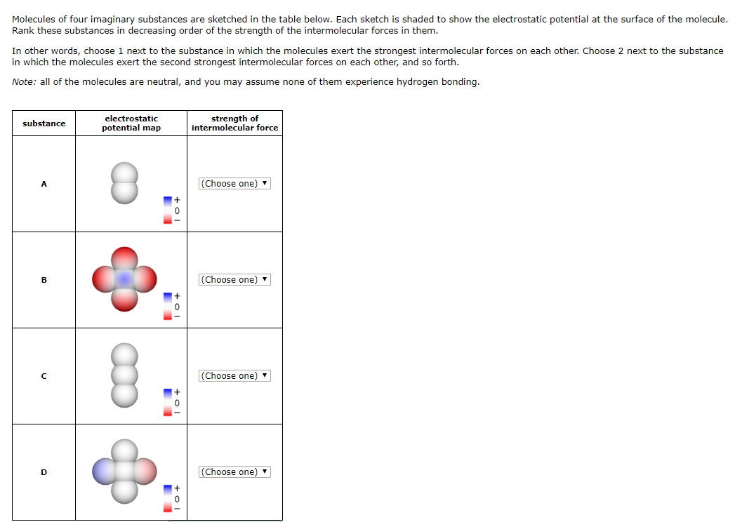 Solved Molecules Of Four Imaginary Substances Are Sketched Chegg