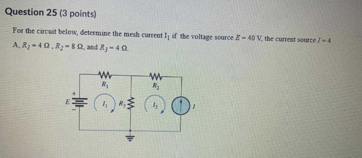 Solved For the circuit below, determine the mesh current I1 | Chegg.com