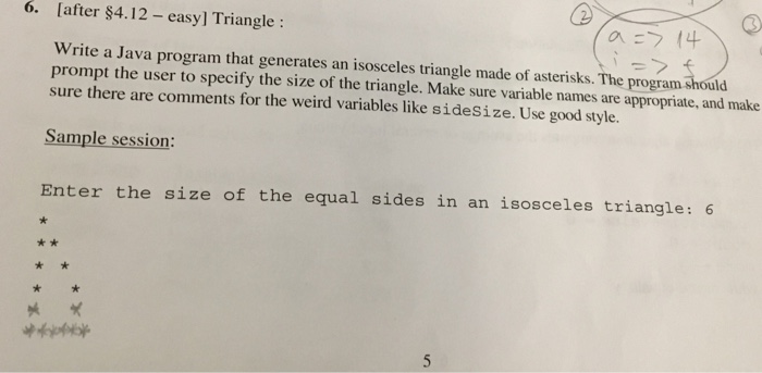企 6. [after §412-easy] Triangle : Write a Java | Chegg.com