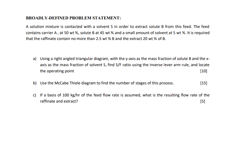 BROADLY-DEFINED PROBLEM STATEMENT: A solution mixture | Chegg.com