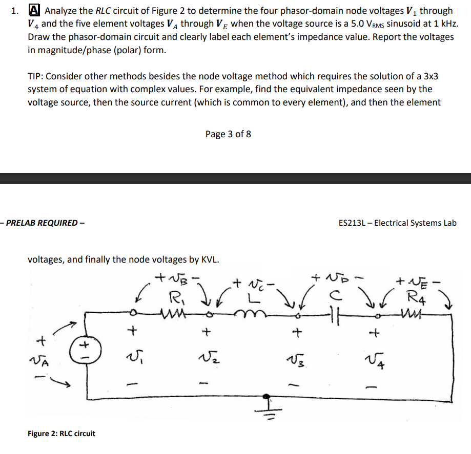 Solved A Analyze the RLC ﻿circuit of Figure 2 ﻿to determine | Chegg.com