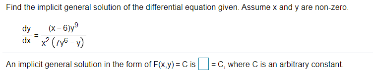 Solved Find the implicit general solution of the | Chegg.com