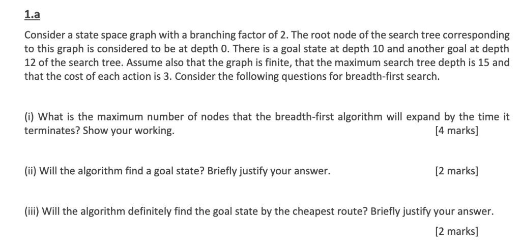 Solved 1.a Consider a state space graph with a branching | Chegg.com