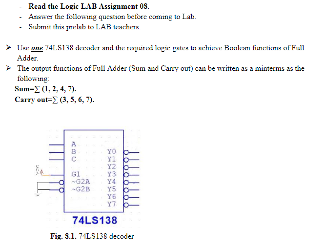Solved Read the Logic LAB Assignment 08. Answer the | Chegg.com