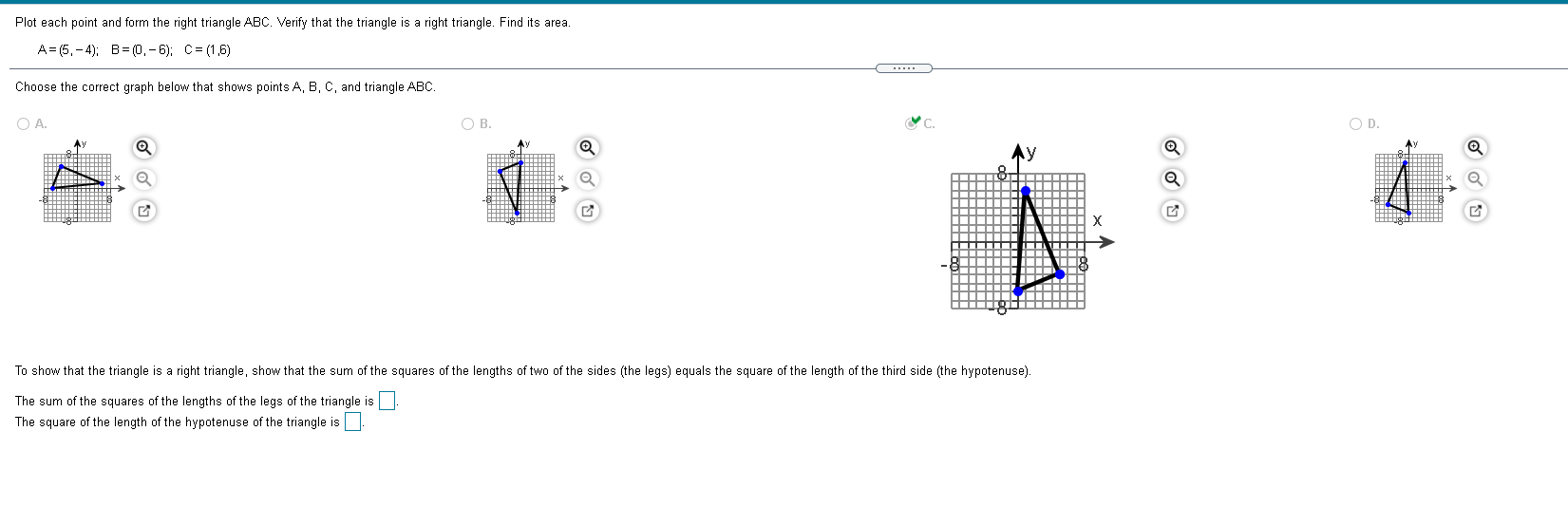 Solved Plot each point and form the right triangle ABC. | Chegg.com