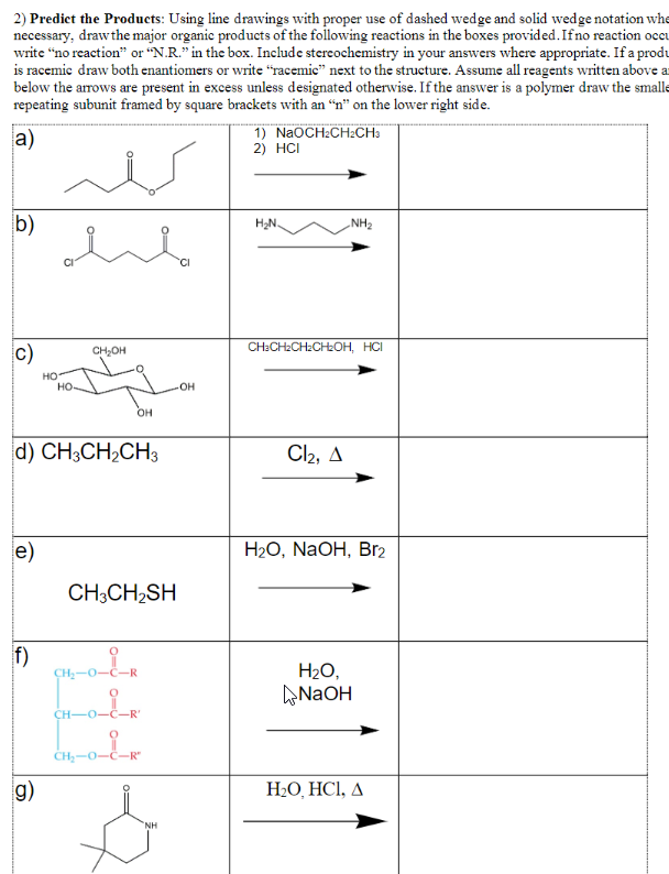 Solved 2) Predict the Products: Using line drawings with | Chegg.com