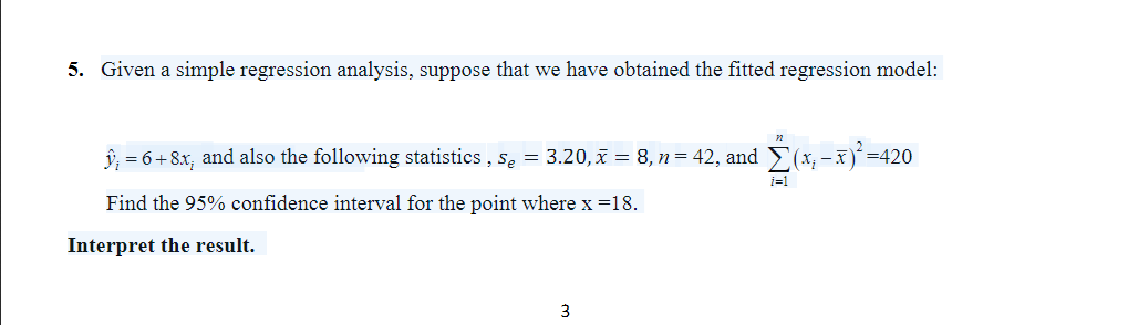 Solved 5. Given a simple regression analysis, suppose that | Chegg.com