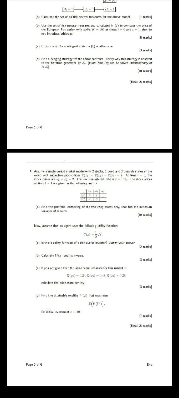 200 B-1 (a) Calculate the set of all risk-neutral | Chegg.com