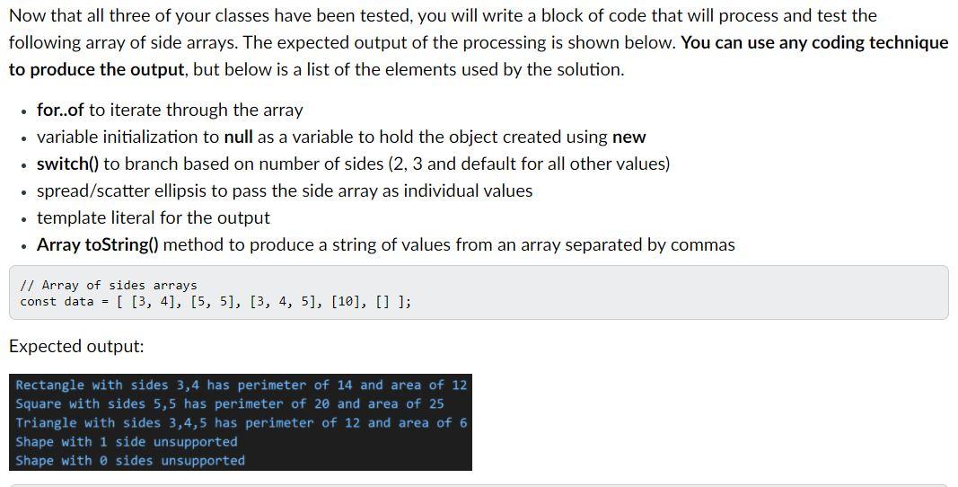 Solved // Shape Class class Shape { // Constuctor with | Chegg.com