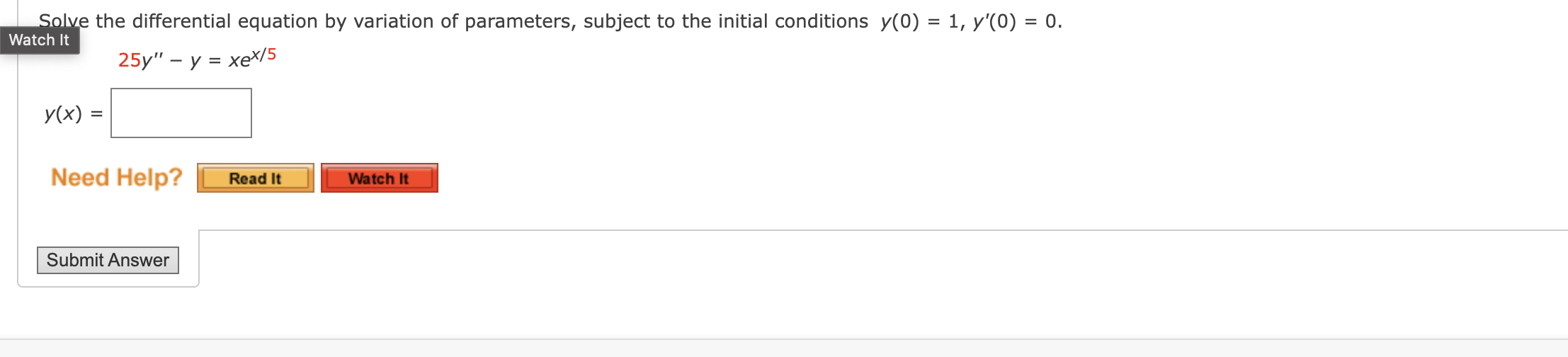 Solved e differential equation by variation of parameters, | Chegg.com