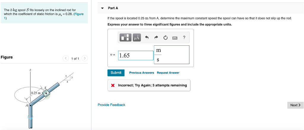 Solved Part A If the spool is located 0.25 m from A, | Chegg.com