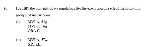 Solved c) Identify the contents of accumulator after the | Chegg.com