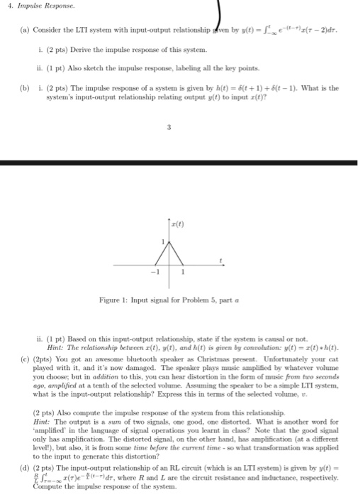 Solved Impulse Response (a) Consider the LTI system with | Chegg.com
