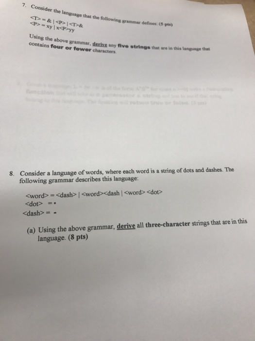 Solved Consider the language that the following grammar | Chegg.com