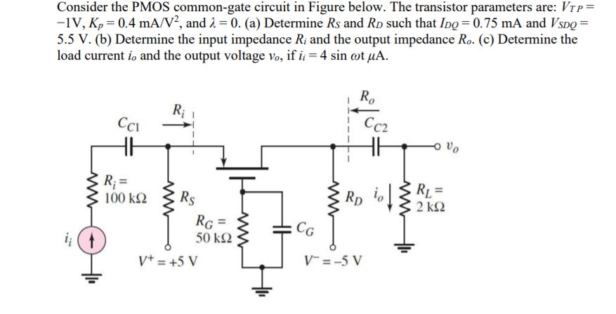 Solved Consider the PMOS common-gate circuit in Figure | Chegg.com
