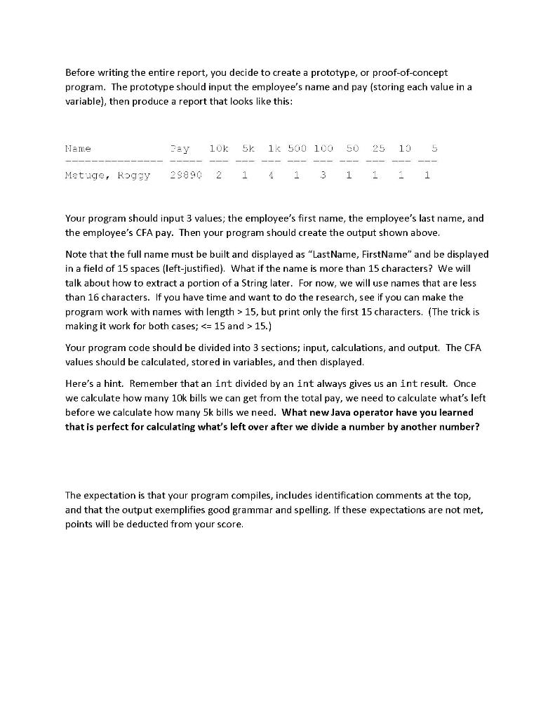 Solved 2212 Java Software Dev I Week 2 - CFA Pay Purpose: | Chegg.com