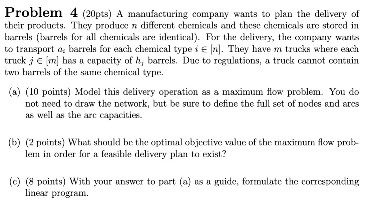 Solved Problem 4 (20pts) A manufacturing company wants to | Chegg.com