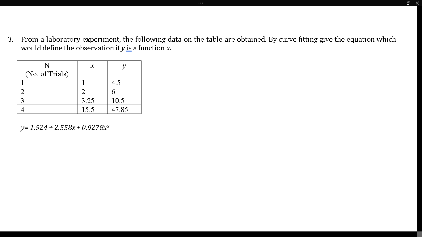 Solved ... 3. From a laboratory experiment, the following | Chegg.com