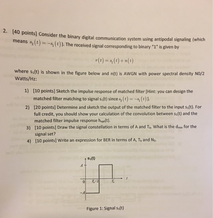 Solved 2. [40 points) Consider the binary digital | Chegg.com