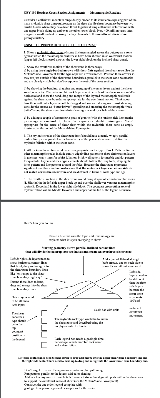 GEY 100 Roadcut Cross-Section Assignments - | Chegg.com