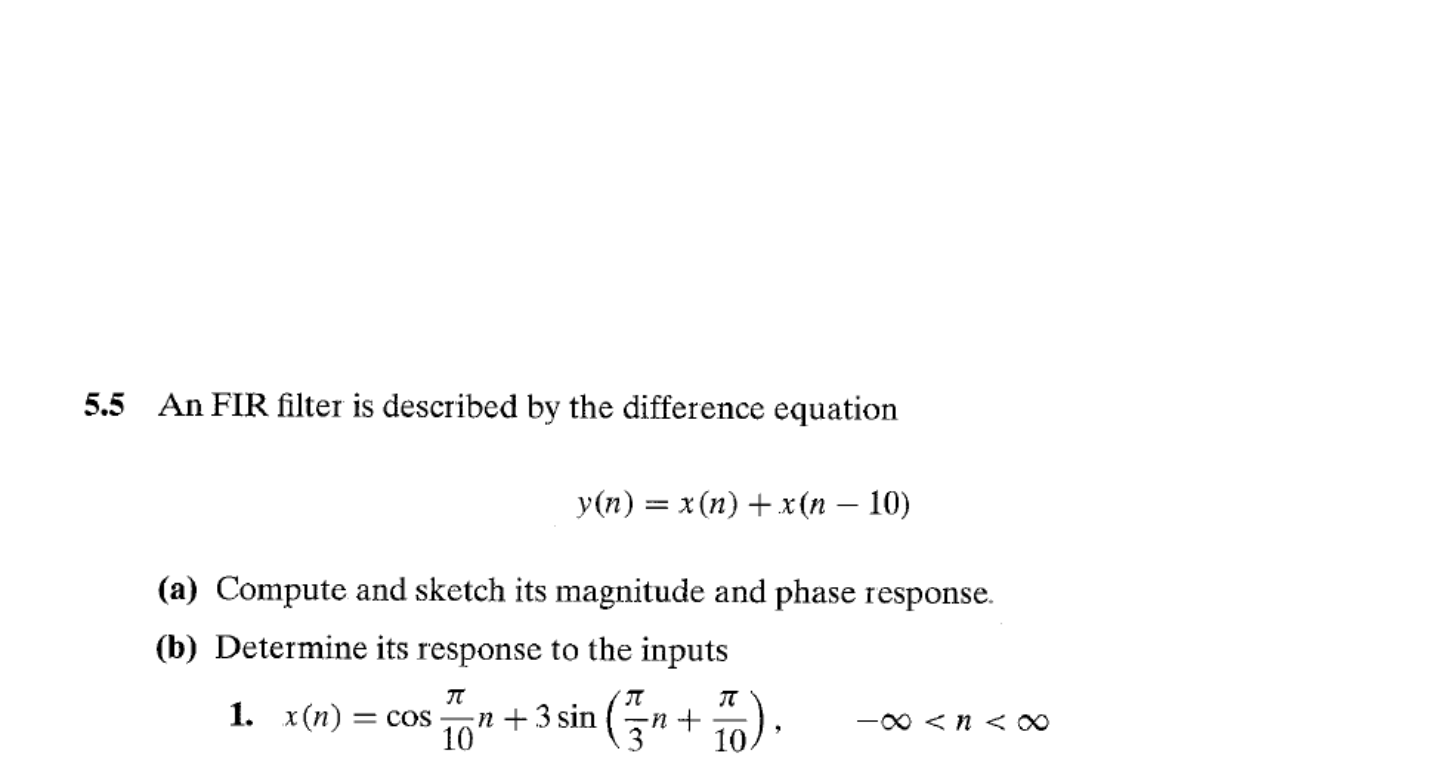 Solved 5.5 An FIR filter is described by the difference | Chegg.com