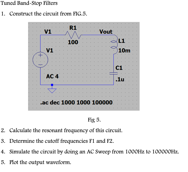 Solved Tuned Band-Stop Filters 1. Construct the circuit from | Chegg.com