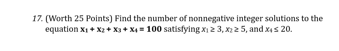 Solved 7. (Worth 25 Points) Find the number of nonnegative | Chegg.com