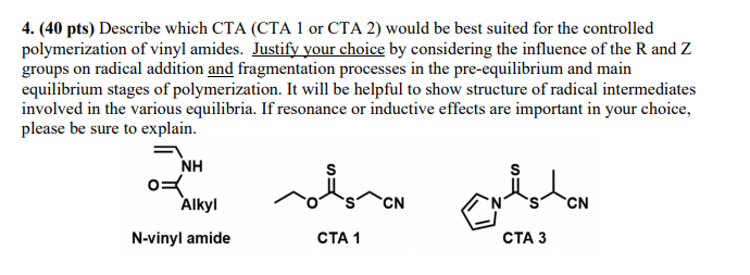 4. (40 pts) Describe which CTA (CTA 1 or CTA 2) would | Chegg.com