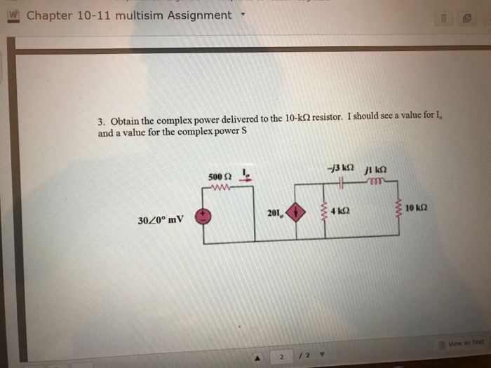 Solved Obtain the complex power delivered to the 10-k Ohm | Chegg.com