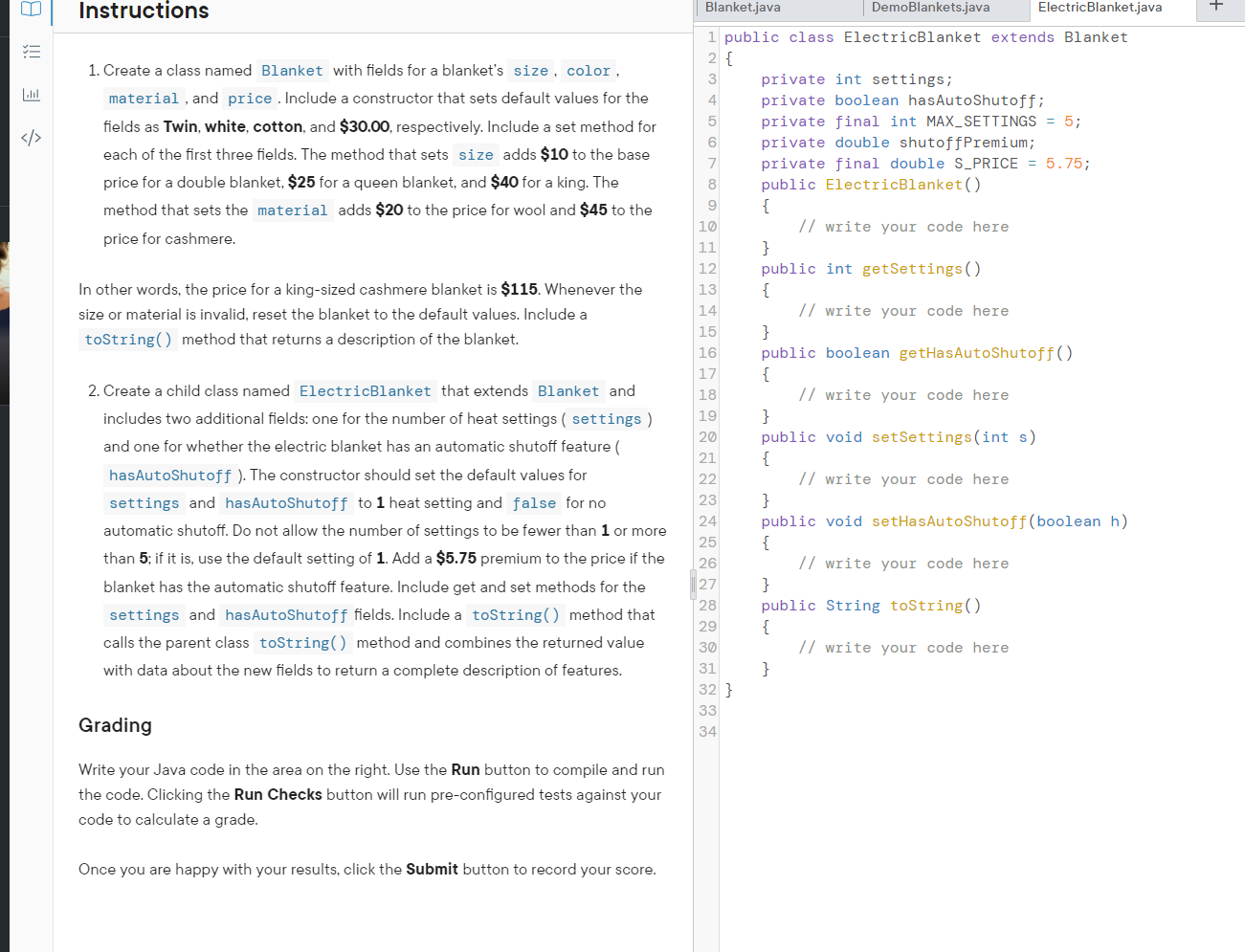 Solved Write your Java code in the area on the right. Use | Chegg.com