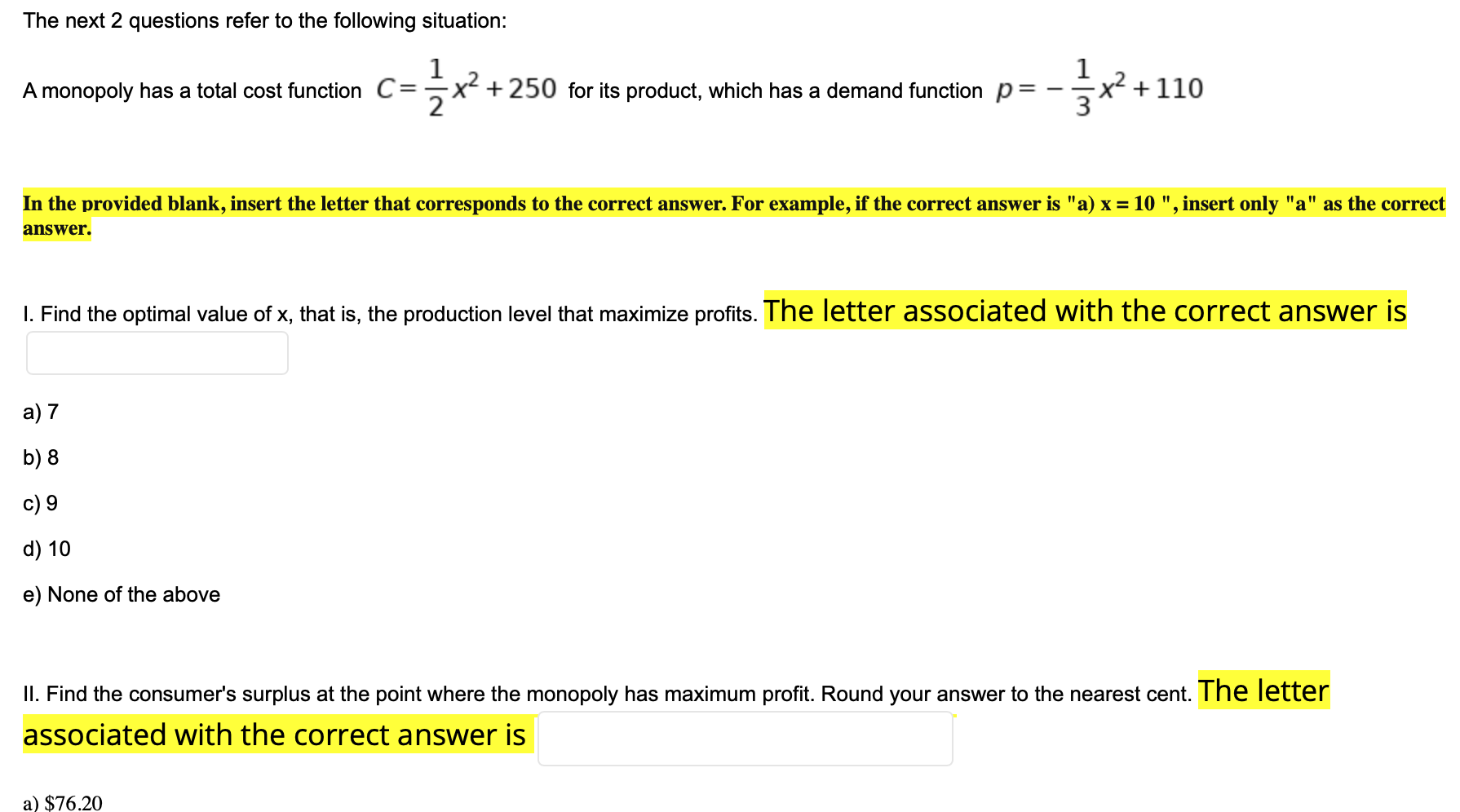 Solved The next 2 questions refer to the following | Chegg.com