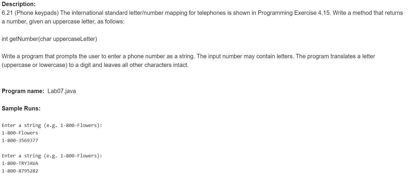 Solved Description: 6.21 (Phone keypads) The international | Chegg.com