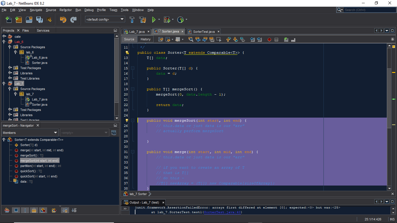 Solved Lab 7 - NetBeans IDE 8.2 Х File Edit View Navigate | Chegg.com