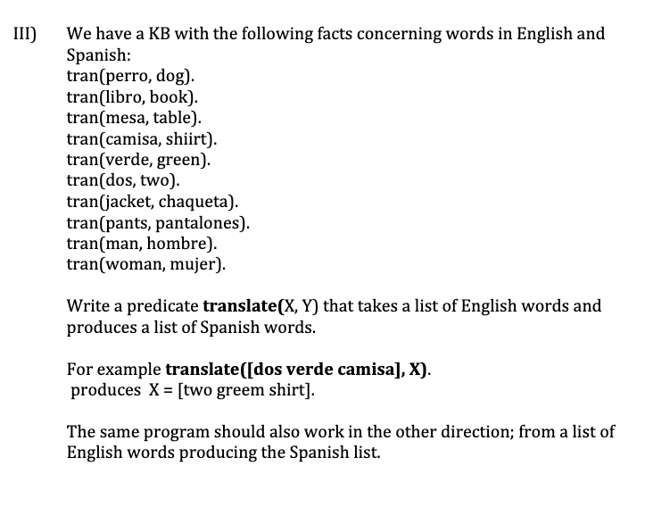 Solved III) We have a KB with the following facts concerning | Chegg.com